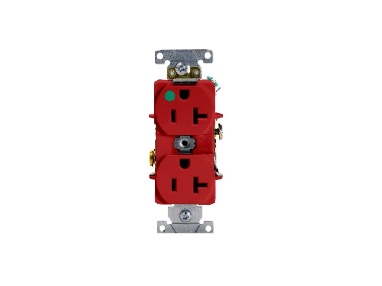 RECEPTACULO DUPLEX GRADO HOSPITAL 20 AMP 125V 2P3H ROJO 08300-0HR ...